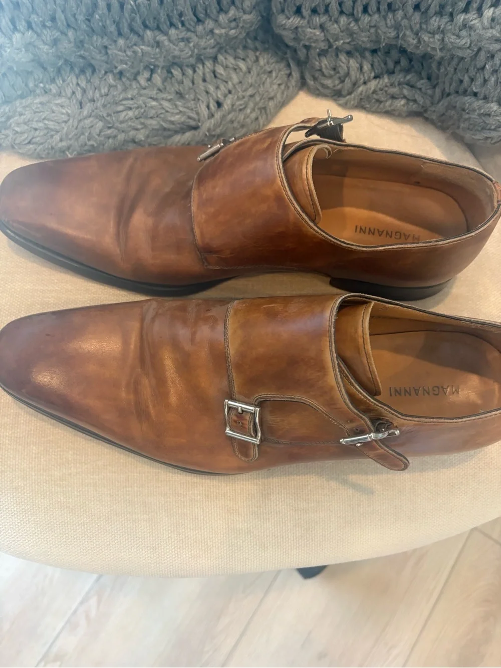 Magnanni | Shoes | Magnanni Brown Leather Double Monk Strap Dress Shoes ...
